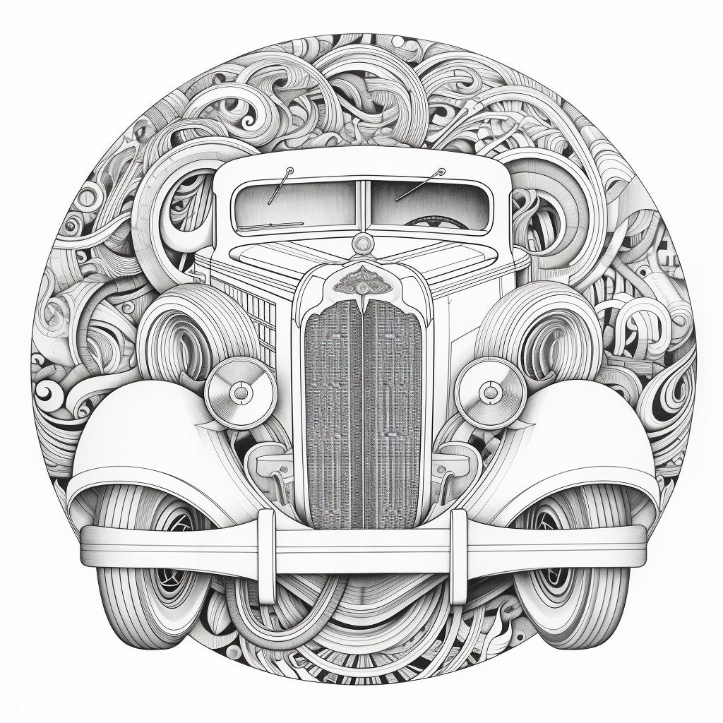 30 Vintage Car Truck Automobile Mandala Adult Coloring Pages Book - Etsy