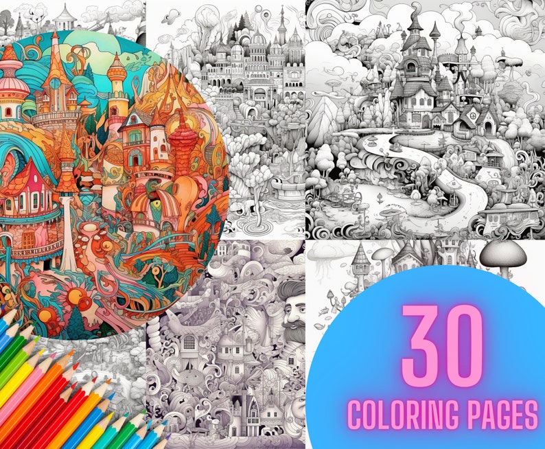 Fantasy Magical Adult Coloring Pages 30 Printable Digital Downloads. - Etsy