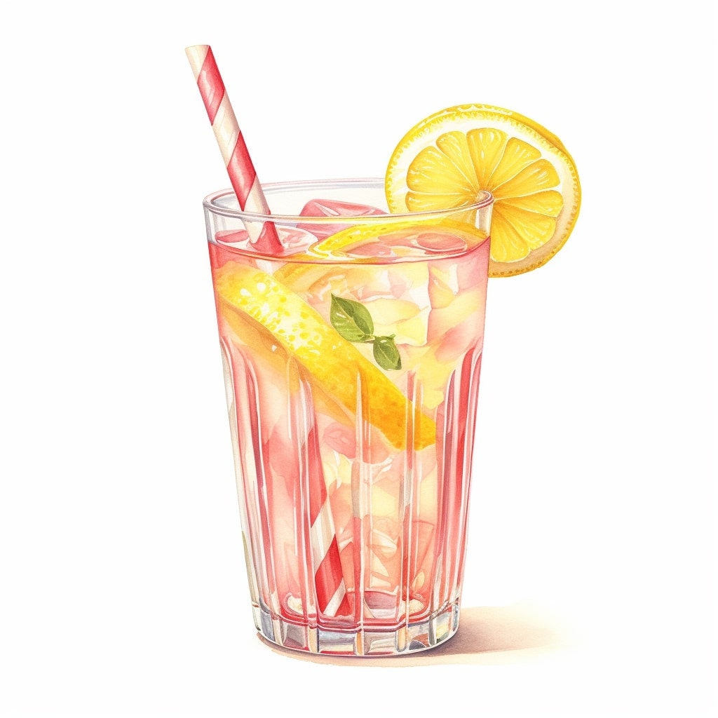 20 Refreshing Pink Lemonade Watercolor Clipart Summertime Feel Digital ...