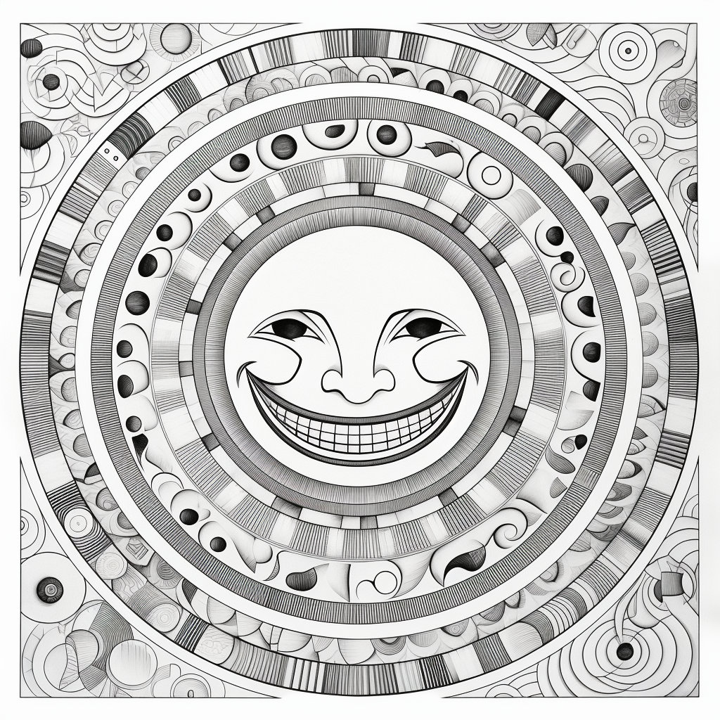 Smiley Smiling Face Paisley Mandala 50 Adult Coloring Page - Etsy
