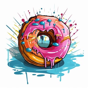 Graffiti Donut Clipart 20 Printable High Quality Jpgs Digital Download ...