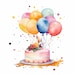 Watercolor Birthday Theme Clipart Balloon Cake Presents 20 Printable ...