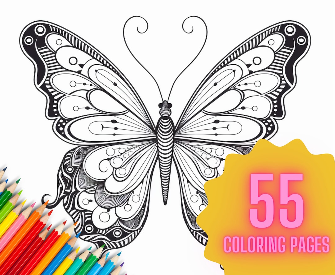 55 Butterfly Adult Coloring Pages Printable Digital Downloads - Etsy