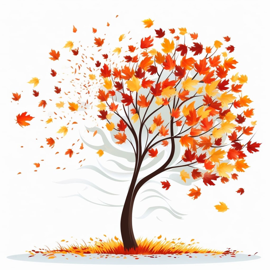 Fall Leaves Tree Autumn Clipart 20 Printable High Quality Jpgs Digital ...