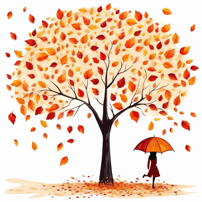 Fall Leaves Tree Autumn Clipart 20 Printable High Quality Jpgs Digital ...