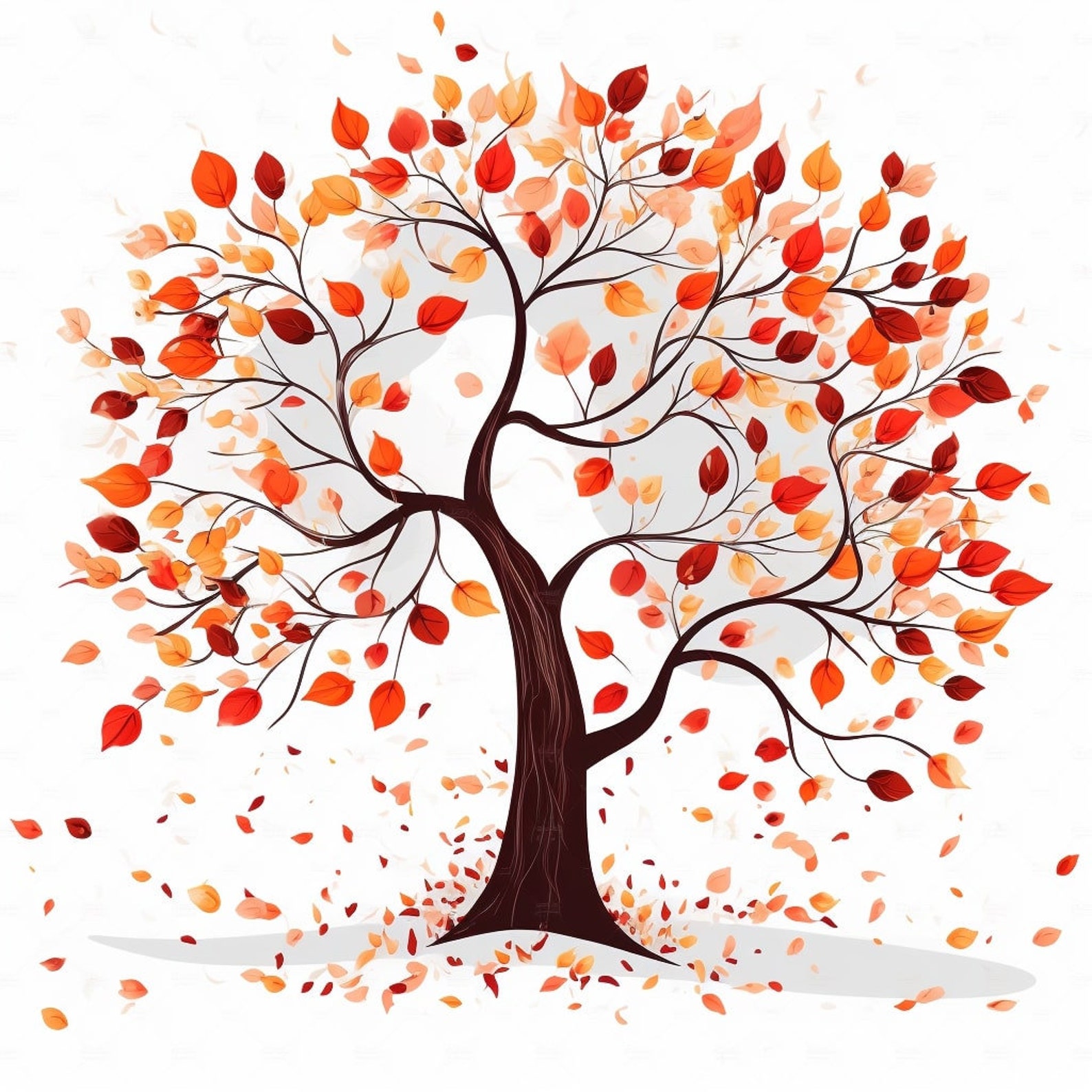 Fall Leaves Tree Autumn Clipart 20 Printable High Quality Jpgs Digital ...