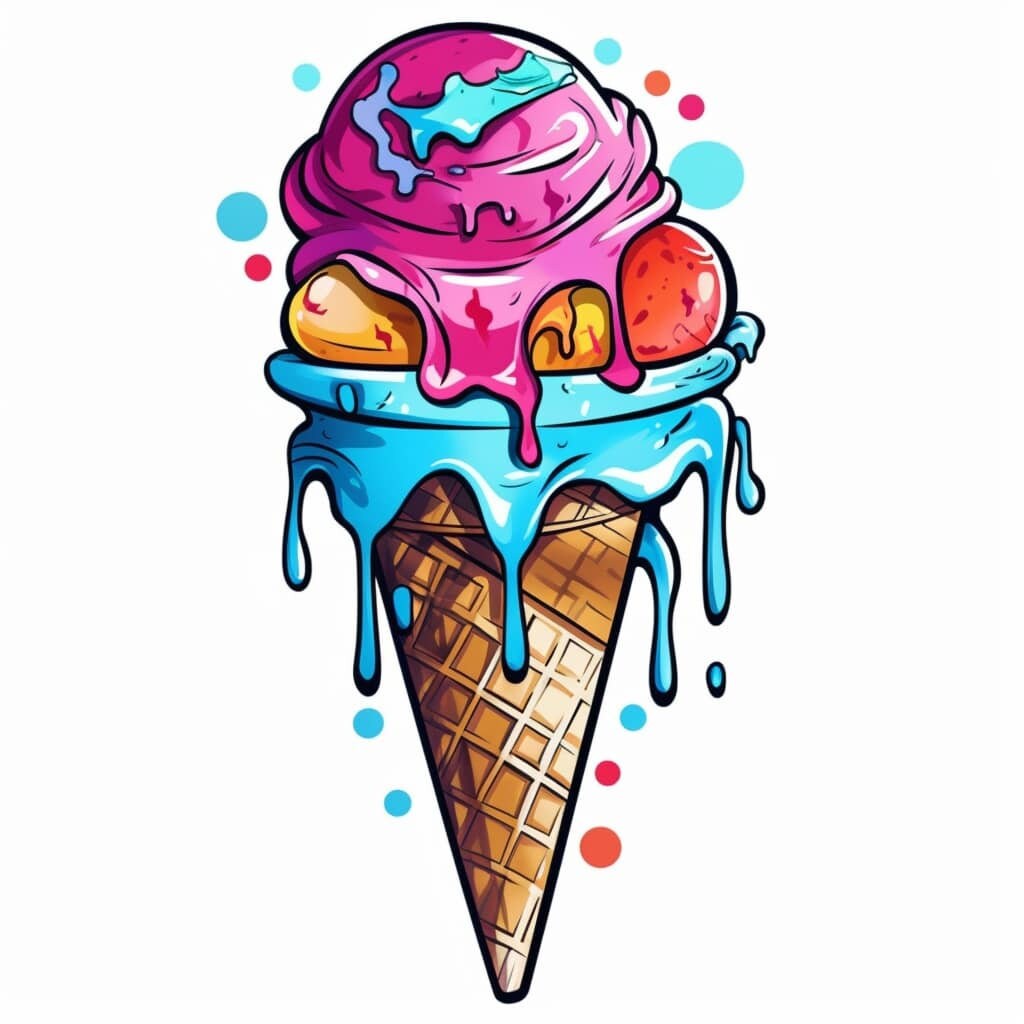 Graffiti Ice Cream Cone Colorful Clipart Art Printable 20 High Quality ...