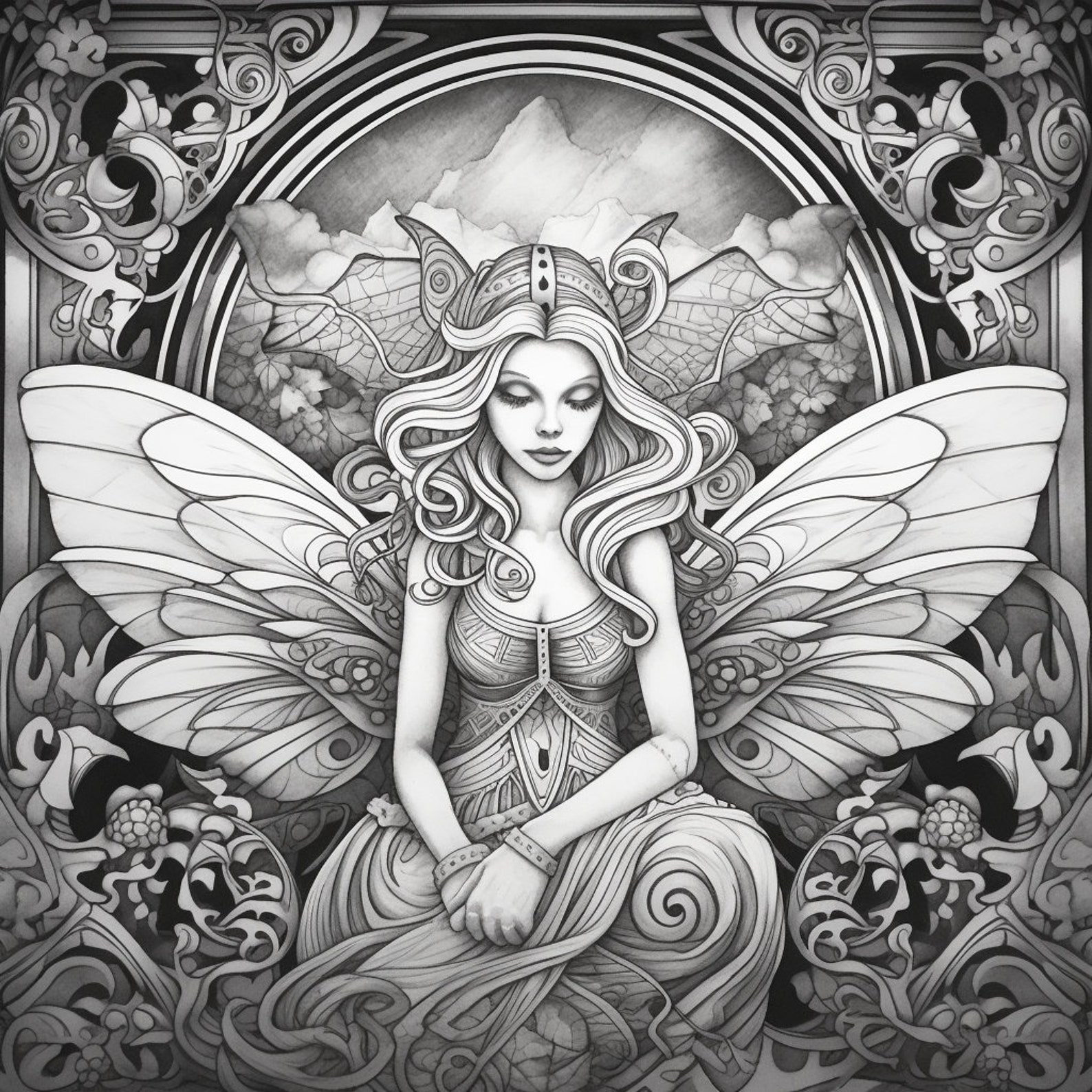 25 Adult Coloring Pages Fairy Faries Fantasy Printable Instant Download ...