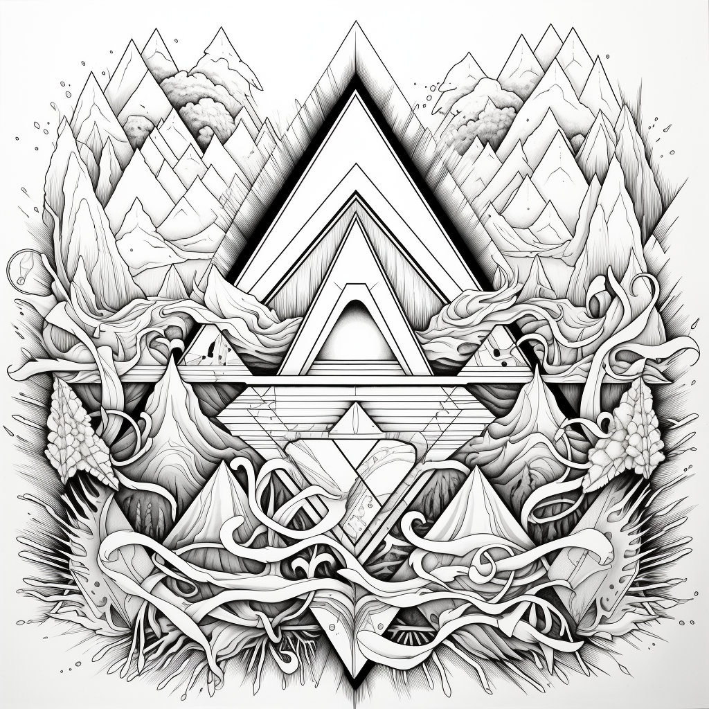 Psychedelic Prism Trippy Adult Coloring Pages Grayscale 80 Digital ...