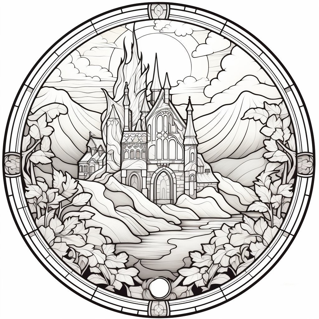 Stained Glass Adult Coloring Pages 60 Printable Instant - Etsy