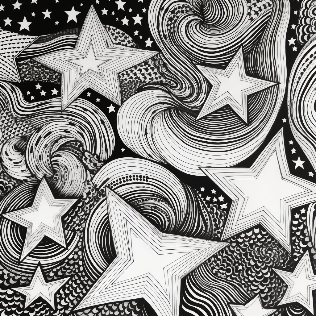 Stars Sky Abstract Stary Grayscale Adult Coloring Page Printable 50 ...