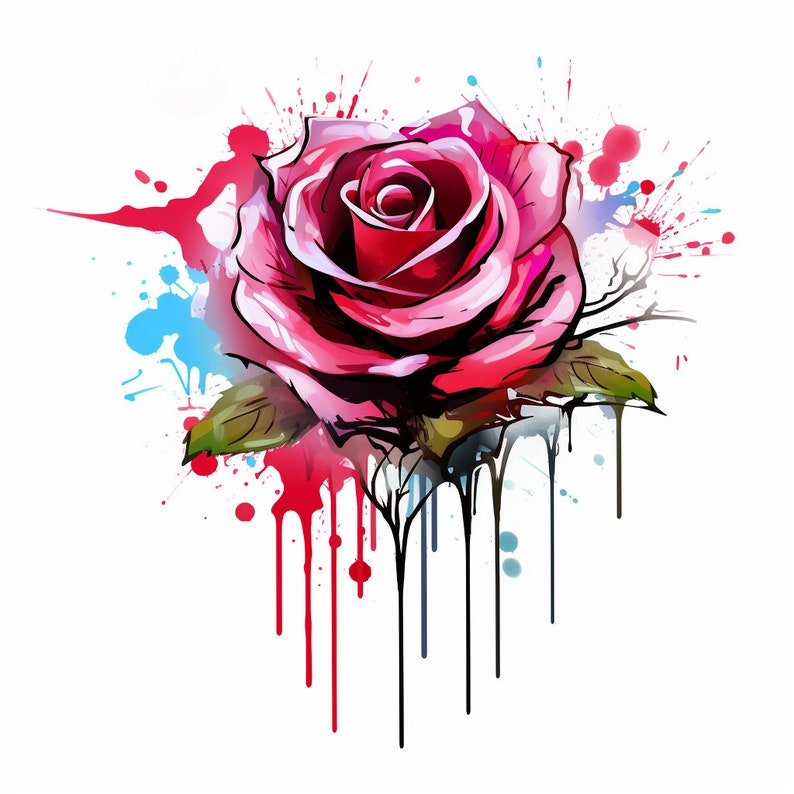 Graffiti Rose Petal Clipart 20 Printable High Quality Jpgs - Etsy