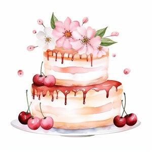 Watercolor Cake Clipart 20 Printable High Quality Jpgs Digital Download ...