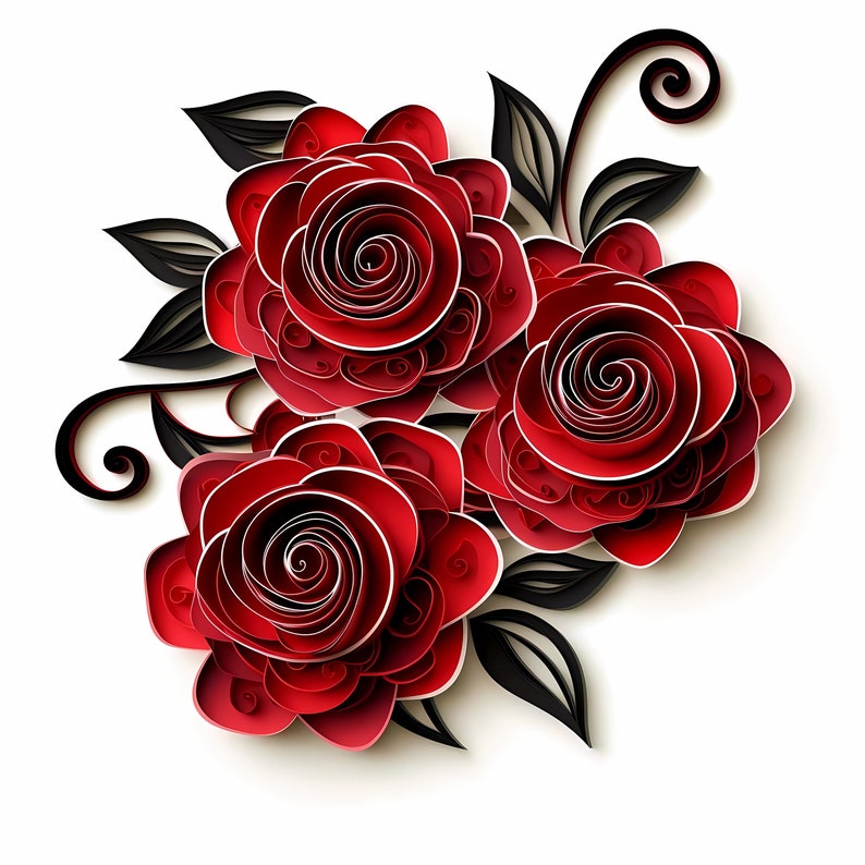 20 Quilling Rose Flower Colorful Clip Art Digital Downloads. - Etsy