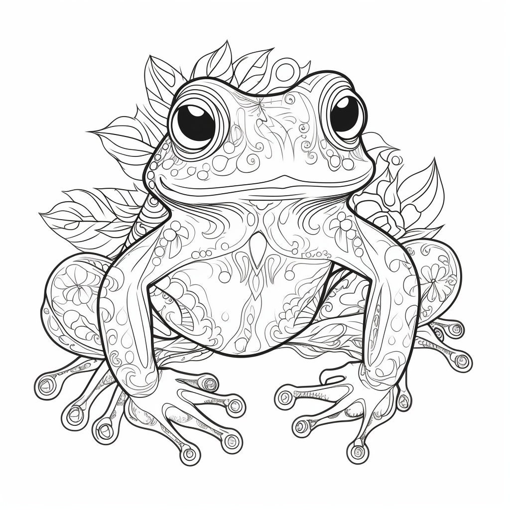 Frog Floral Adult Coloring Pages 50 Digital Download - Etsy