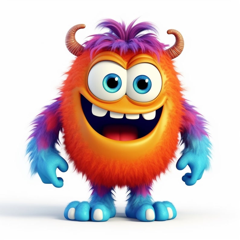 Cute Baby Monster Colorful Clipart 20 High Quality Jpgs Digital ...