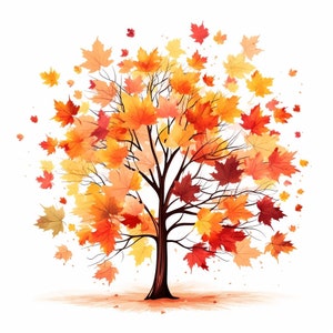 Fall Leaves Tree Autumn Clipart 20 Printable High Quality Jpgs Digital ...