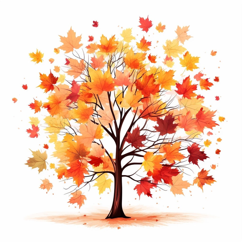 Fall Leaves Tree Autumn Clipart 20 Printable High Quality Jpgs Digital ...