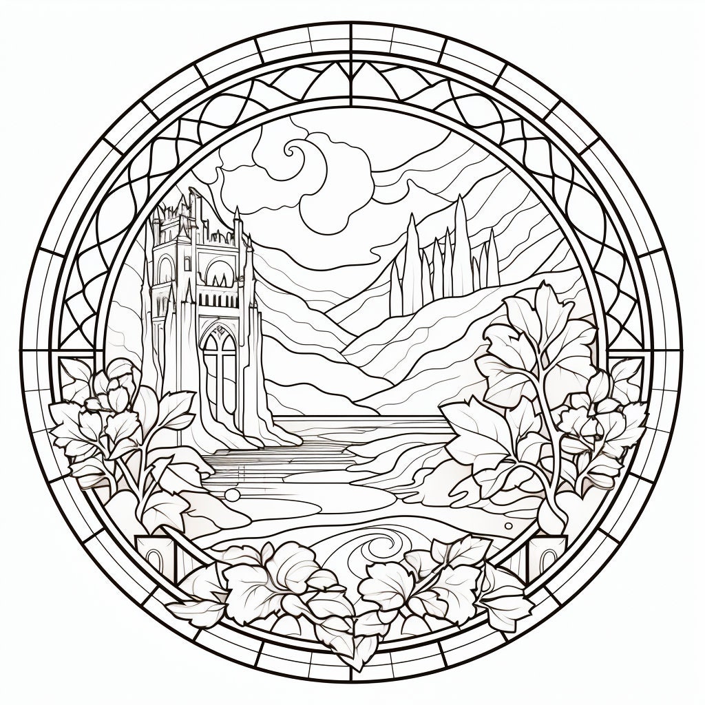 Stained Glass Adult Coloring Pages 60 Printable Instant - Etsy