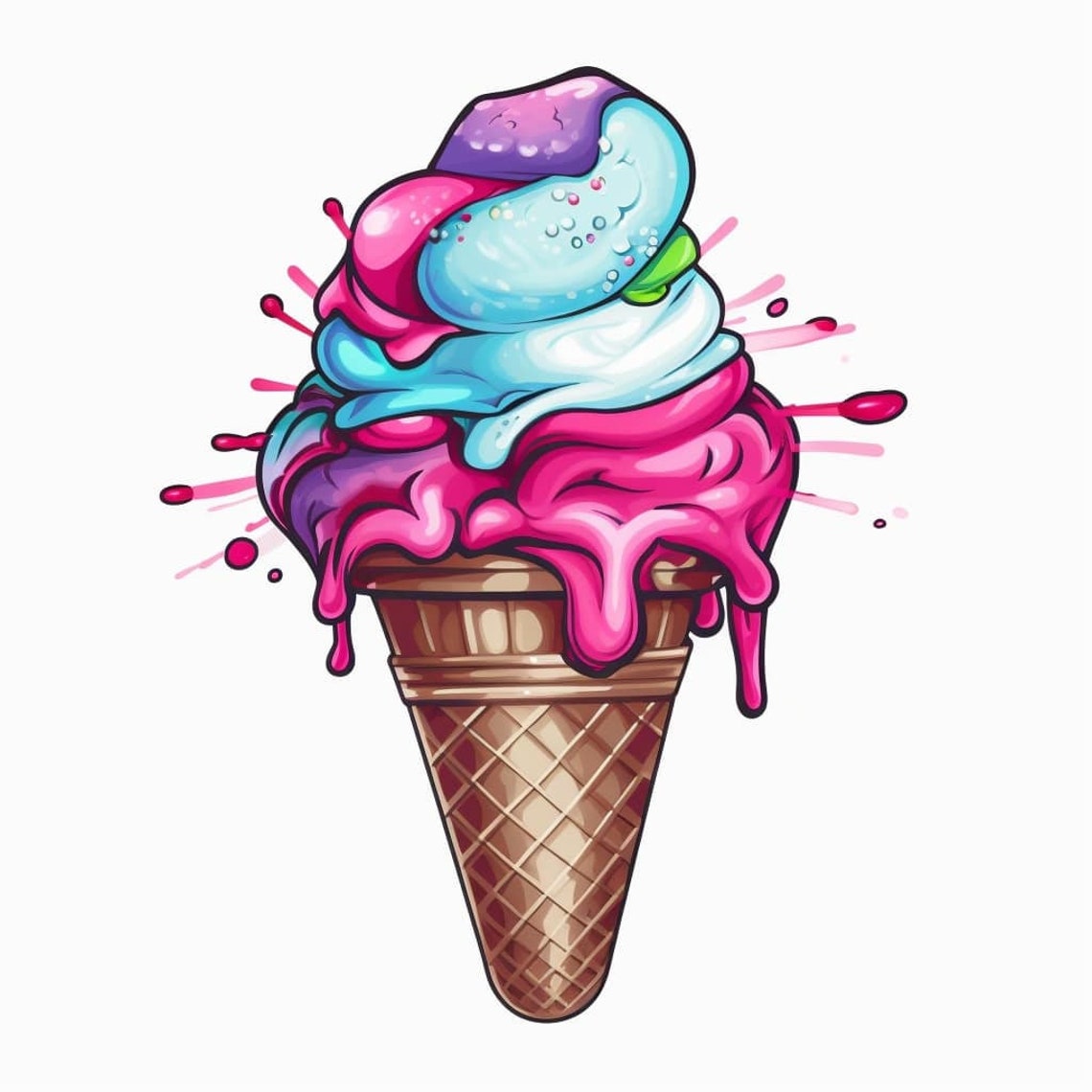 Graffiti Ice Cream Cone Colorful Clipart Art Printable 20 High Quality ...