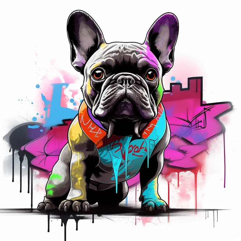 Graffiti Style French Bulldog Frenchie Clipart Dog Art Printable 20 ...