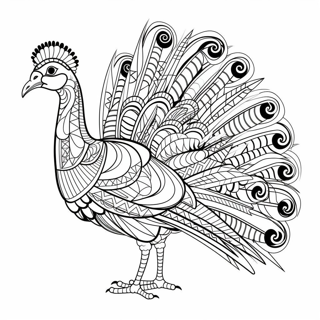 Turkey Thanksgiving Adult Coloring Page 51 Digital Downloads - Etsy