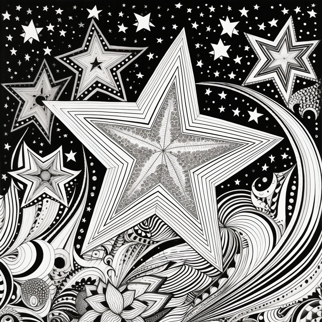 Stars Sky Abstract Stary Grayscale Adult Coloring Page Printable 50 ...