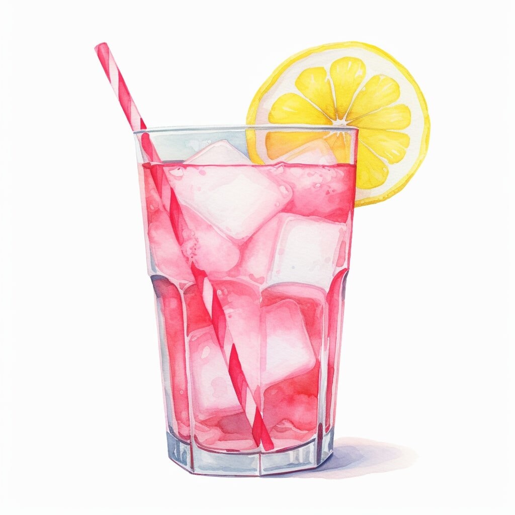 20 Refreshing Pink Lemonade Watercolor Clipart Summertime Feel Digital ...