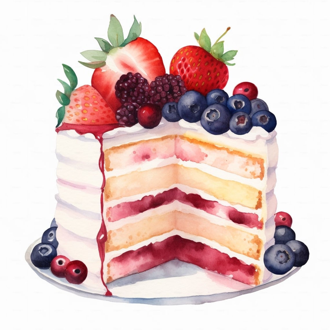 Watercolor Cake Clipart 20 Printable High Quality Jpgs Digital Download ...