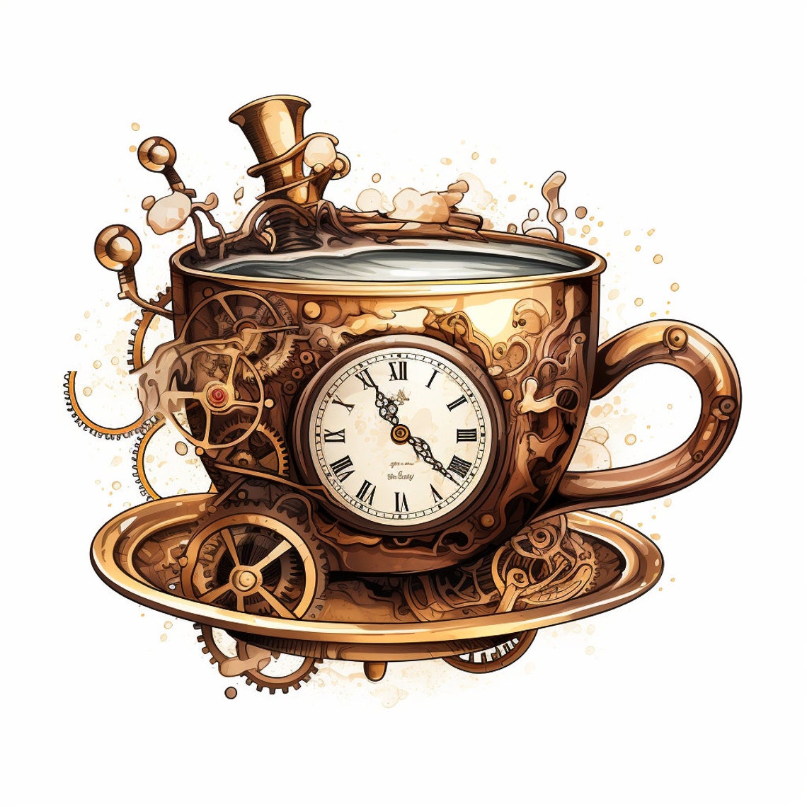 Steampunk Coffee Cup Clipart 20 Printable Digital Downloads - Etsy