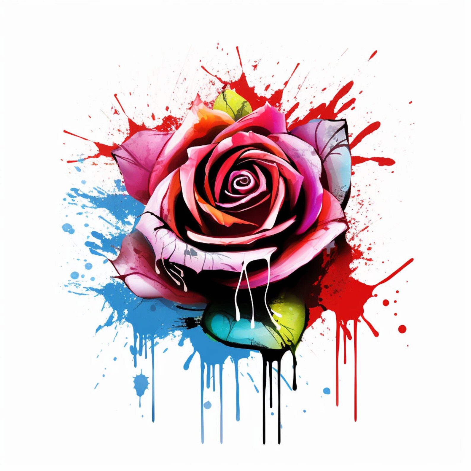 Graffiti Rose Petal Clipart 20 Printable High Quality Jpgs Digital ...