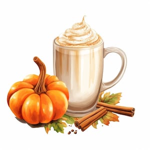 Pumpkin Spice Coffee Latte Clipart Art Printable 20 High Quality Jpgs ...