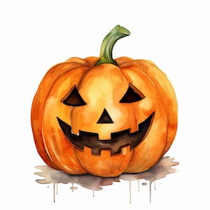 Watercolor Jack O Lantern Cute Scary Clipart 20 Instant Digital ...
