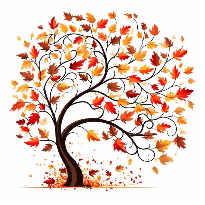 Fall Leaves Tree Autumn Clipart 20 Printable High Quality Jpgs Digital ...
