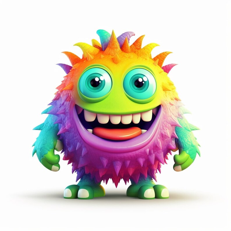 Cute Baby Monster Colorful Clipart 20 High Quality Jpgs Digital ...