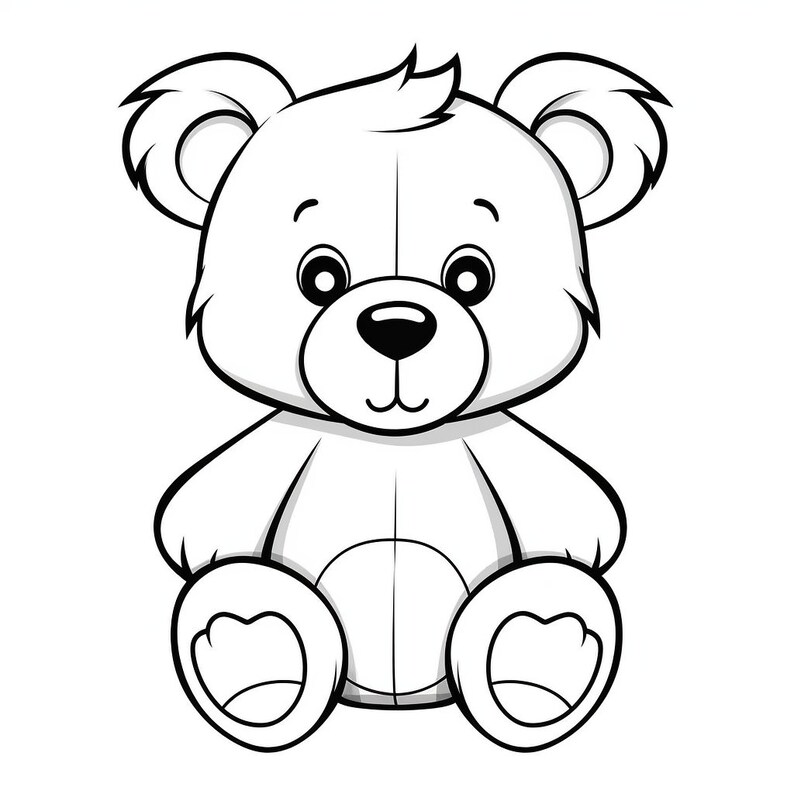 Teddy Bear Simple Coloring Pages 50 Printable Digital Downloads - Etsy
