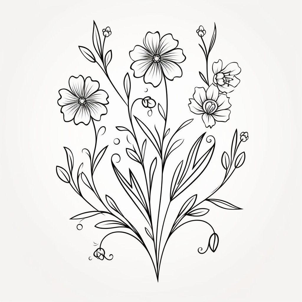 Simple Floral Adult Coloring Pages Flower Printable 56 Digital ...