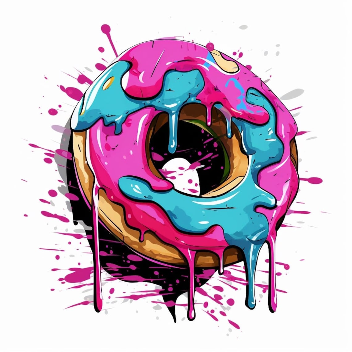 Graffiti Donut Clipart 20 Printable High Quality Jpgs Digital Download ...