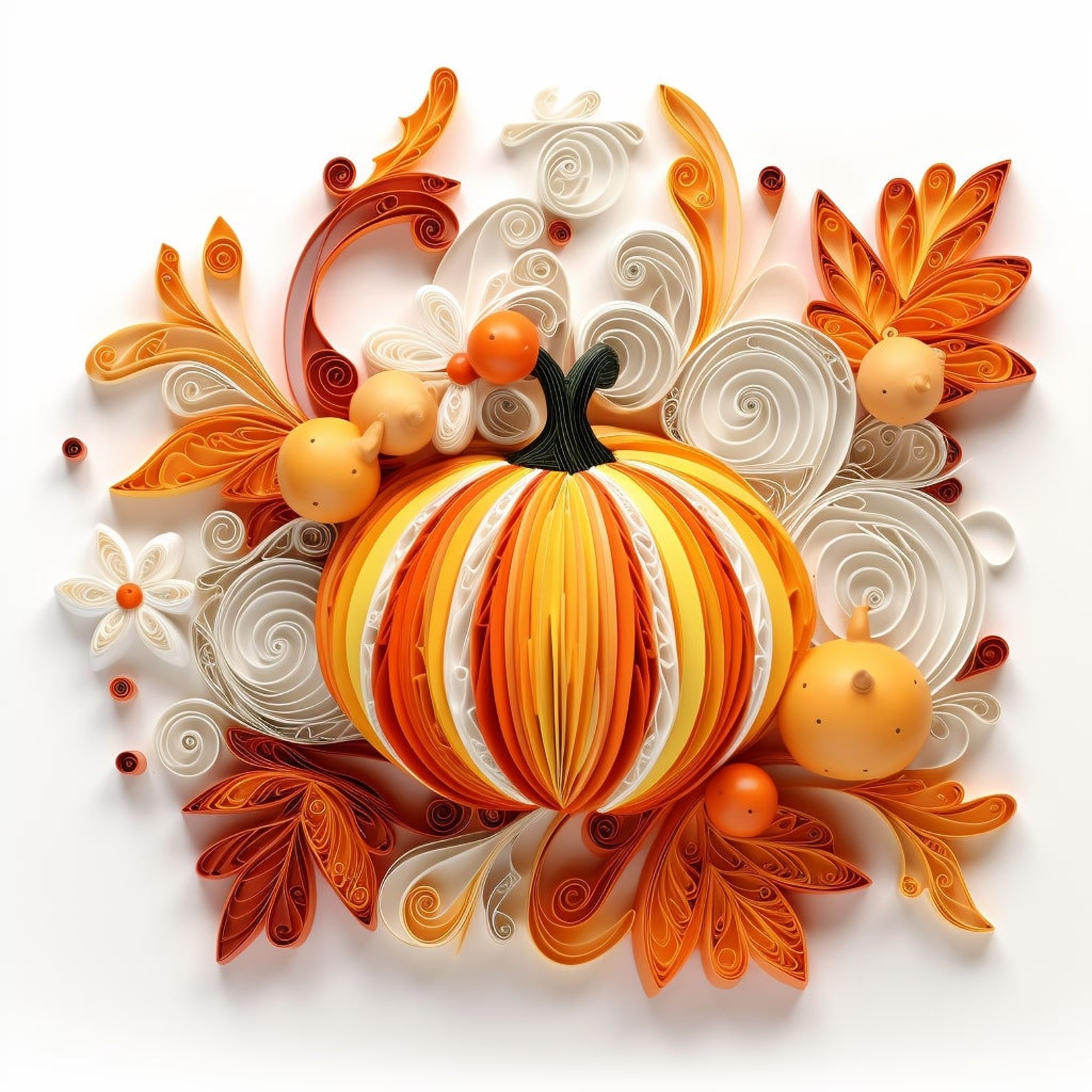 20 Quilling Pumpkins Colorful Holiday Fall Season Clip Art Digital ...