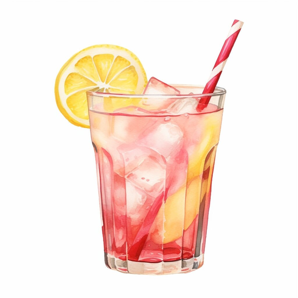 20 Refreshing Pink Lemonade Watercolor Clipart Summertime Feel Digital ...