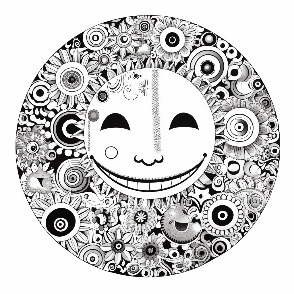 Smiley Smiling Face Paisley Mandala 50 Adult Coloring Page - Etsy