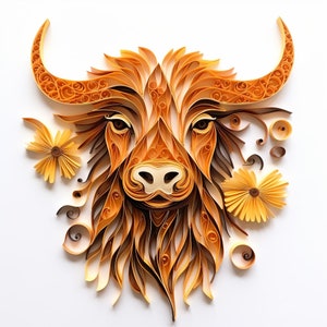 20 Quilling Highland Cow Calf Clip Art Digital Downloads - Etsy
