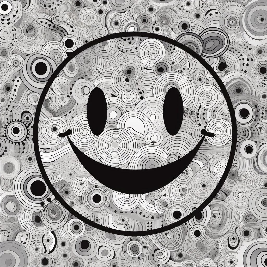Smiley Smiling Face Paisley Mandala 50 Adult Coloring Page - Etsy