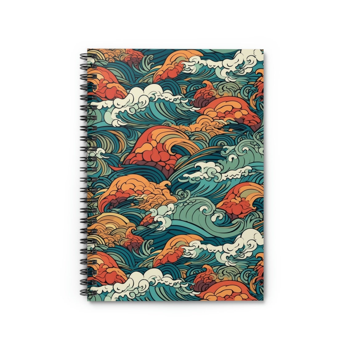 Japanese Colorful Ocean Waves Spiral Notebook Ruled Line - Etsy
