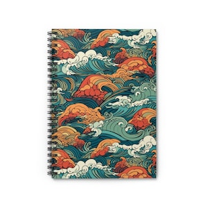 Japanese Colorful Ocean Waves Spiral Notebook Ruled Line - Etsy
