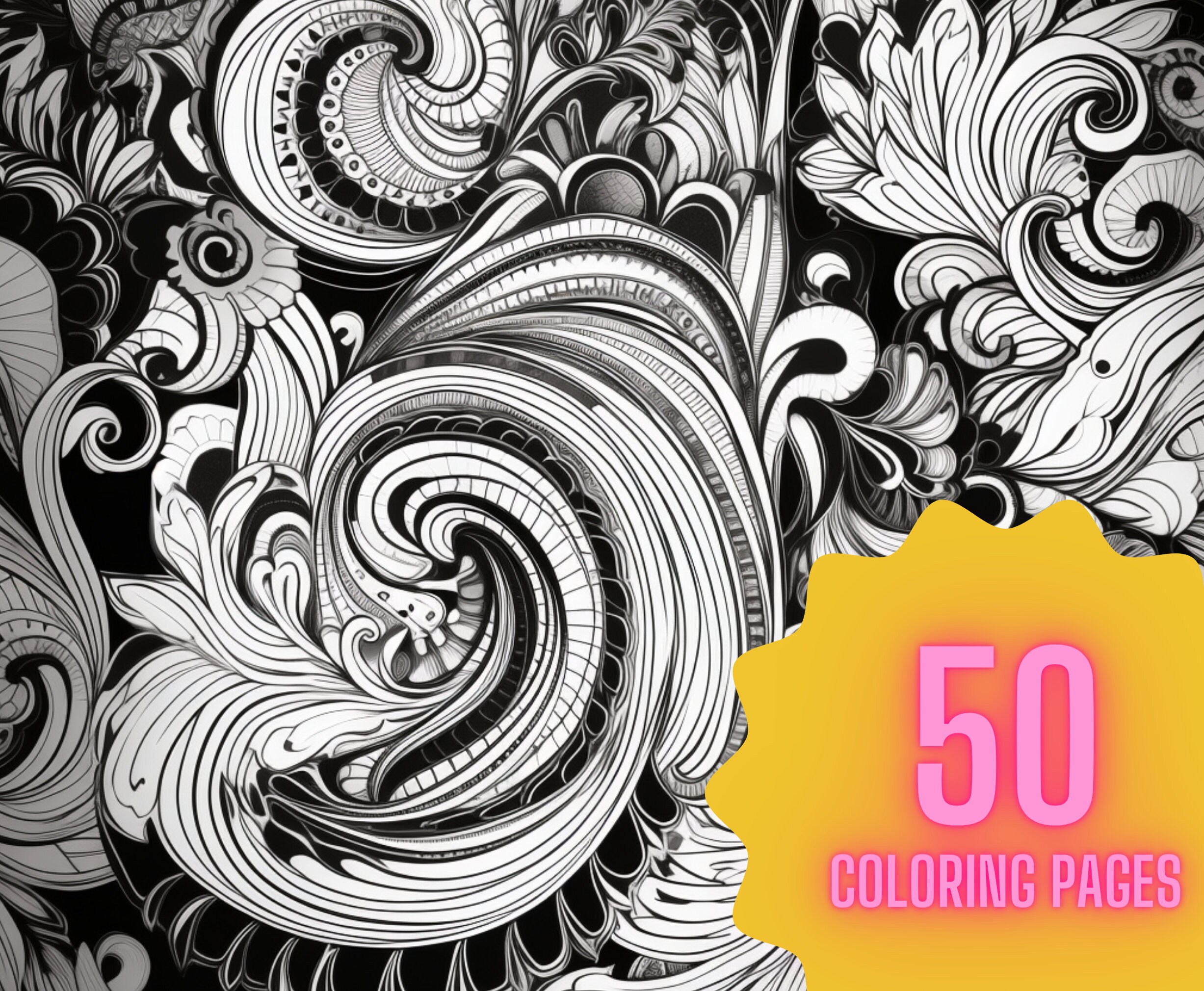 50 Paisley Intricate Detailed Adult Coloring Pages - Etsy
