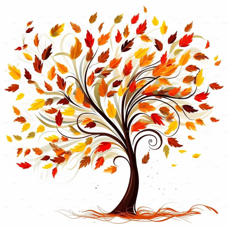 Fall Leaves Tree Autumn Clipart 20 Printable High Quality Jpgs Digital ...