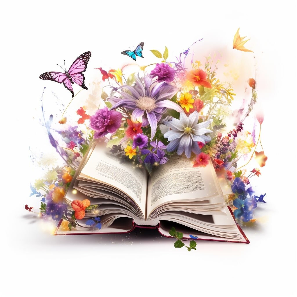 Book Flower Magic Floral Mystical Clipart 20 High Quality Jpgs Digital ...