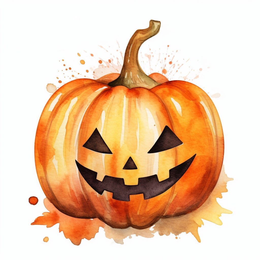 Watercolor Jack O Lantern Cute Scary Clipart 20 Instant Digital ...