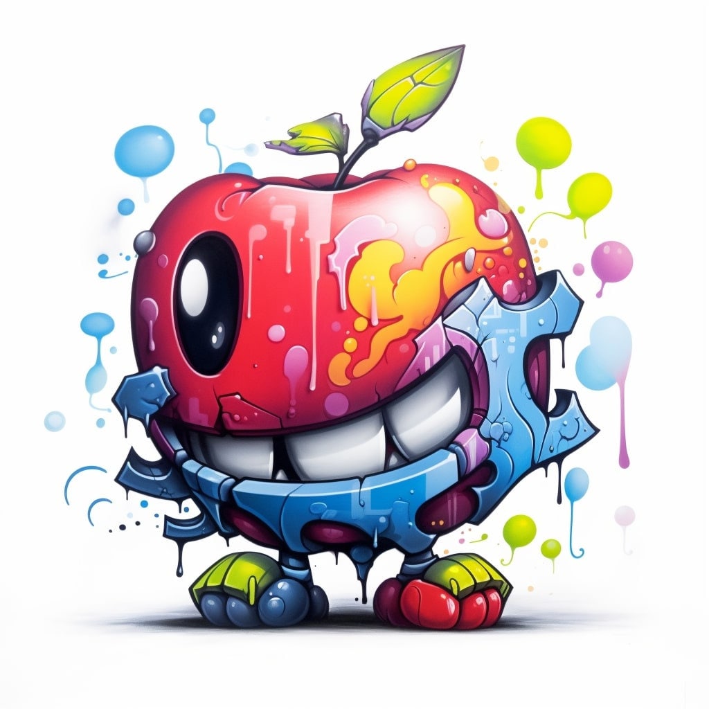 Graffiti Apple Clipart 20 Printable High Quality Jpgs Digital Download ...